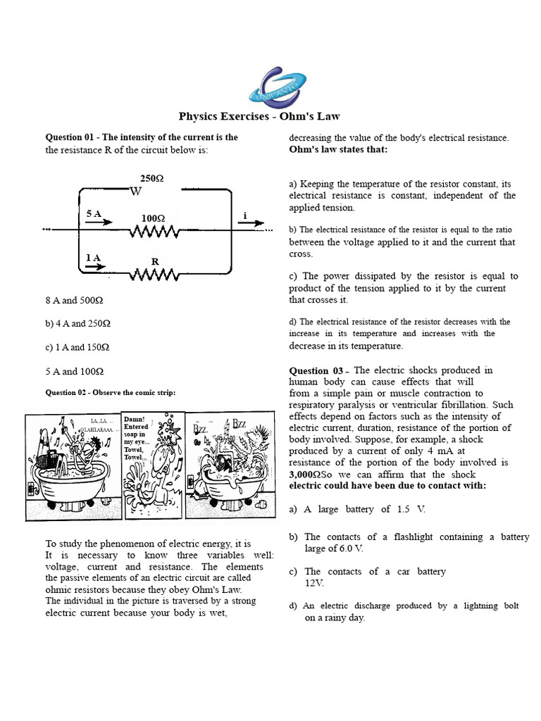 Exercises - List 2 - Ohm's Law and Simple Circuits | PDF | Resistor ...