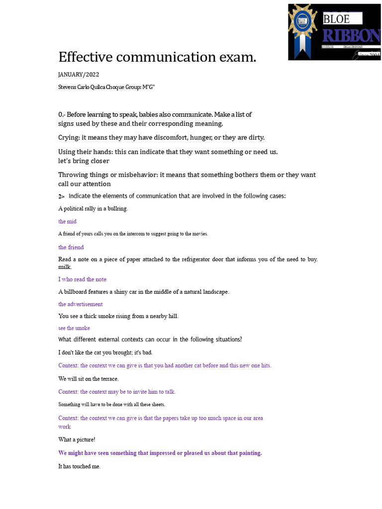 Effective Communication Exam Insights | PDF | Communication | Human ...