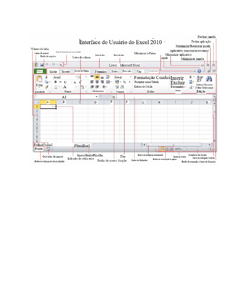 Interface do Usuário do Excel 2010 | PDF | Janela (informática) | Macro ...