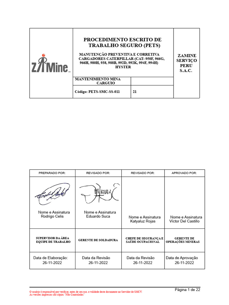 11 - Manutenção Preventiva e Corretiva Carregadores Caterpillar (CAT ...