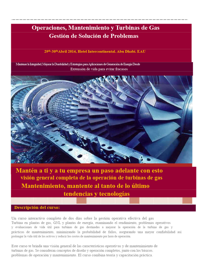Capacitación en Operación y Mantenimiento de Turbinas de Gas | PDF | Ingeniería de confiabilidad ...