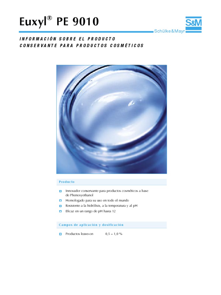 Conservante Nuevo Euxyl PE9010 Prod | Solubilidad | Polimetacrilato de ...