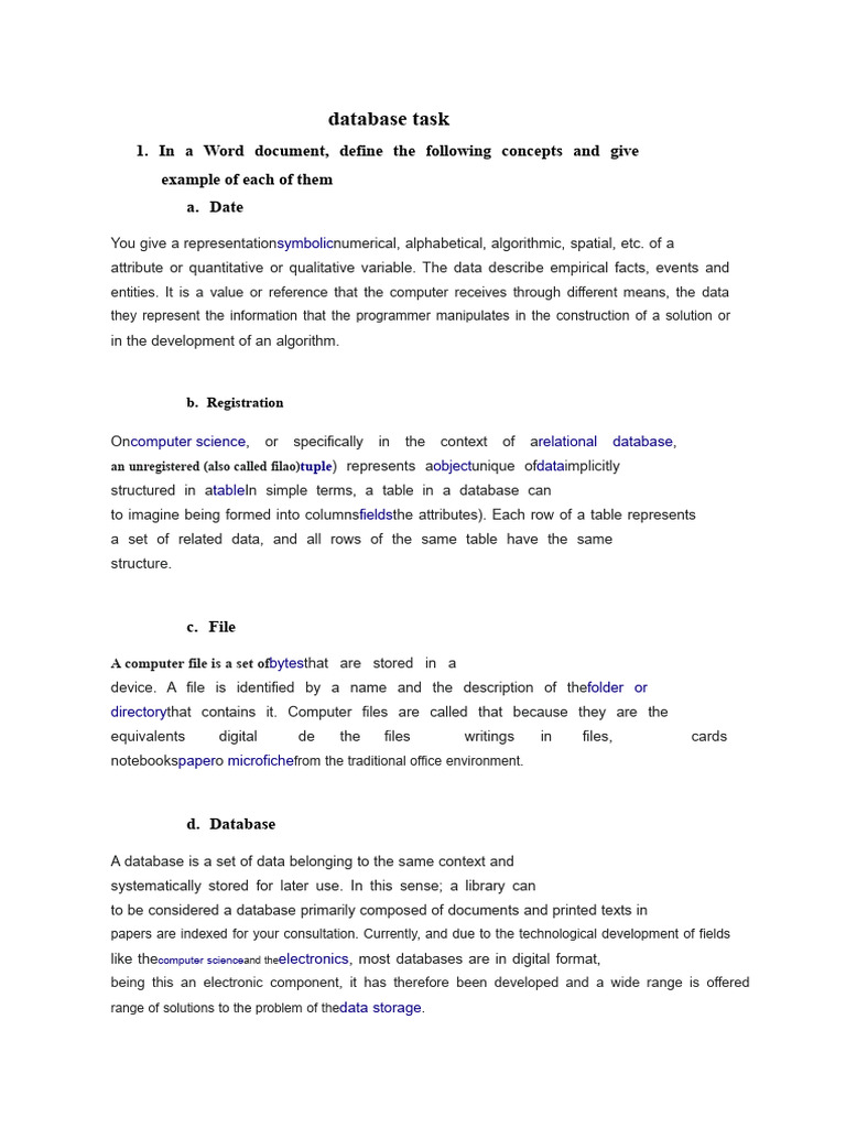 database task (UAPA) | PDF | Information Retrieval | Computing