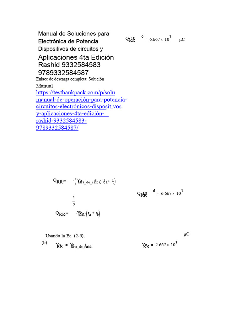 Electrónica de Potencia: Circuitos, Dispositivos y Aplicaciones, 4 Edición, Manual de Soluciones ...