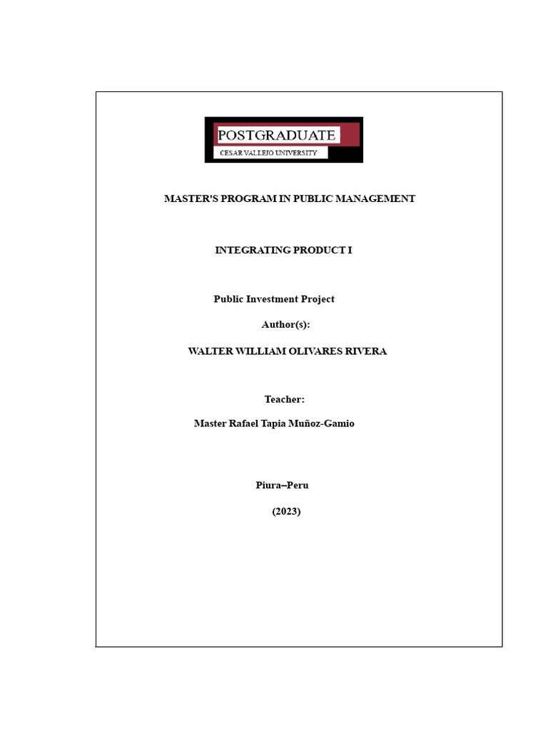 Individual Integrative Product I (PUBLIC INVESTMENT) | PDF | Government ...