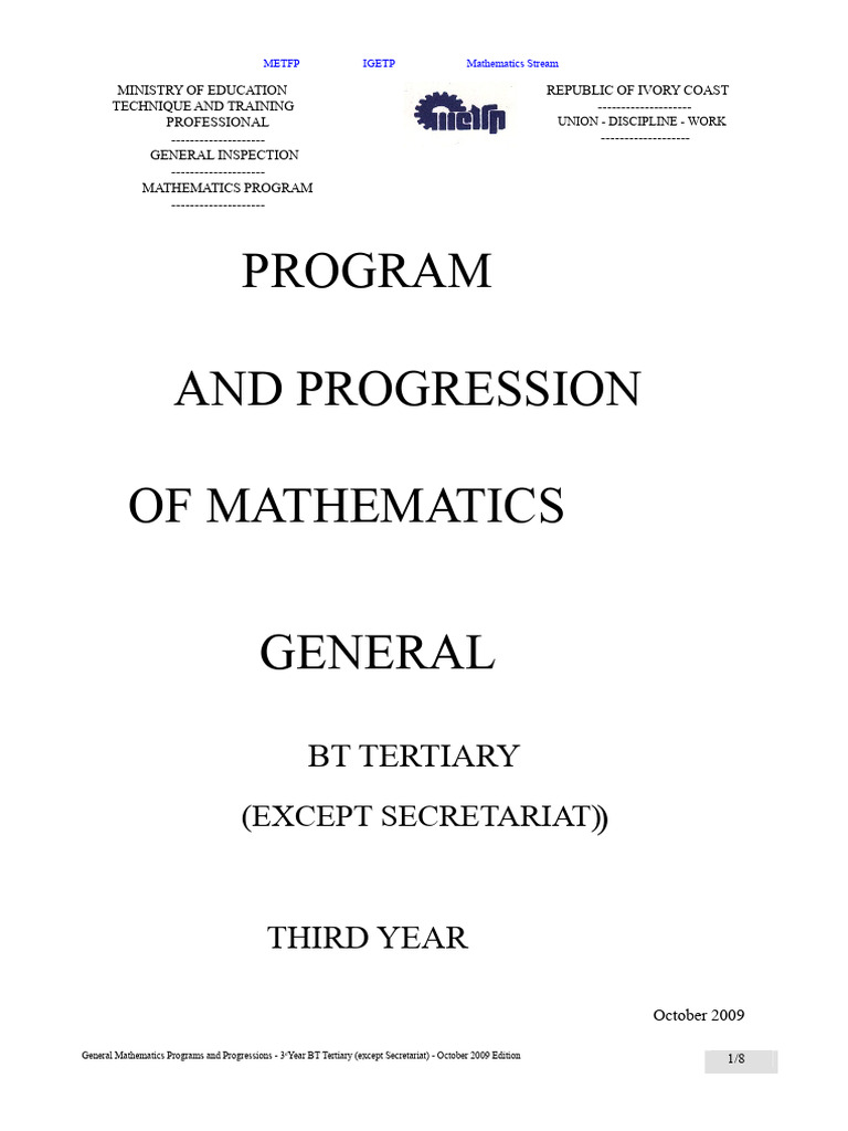 28 MathGles Program 3rd Year BT Tertiary (Except Secretarial) | PDF ...
