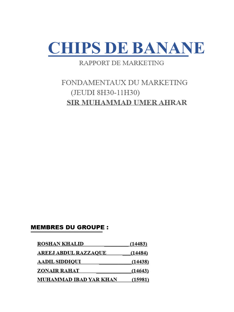 Stratégie Marketing pour Chips de Banane | PDF | Commercialisation | Marque