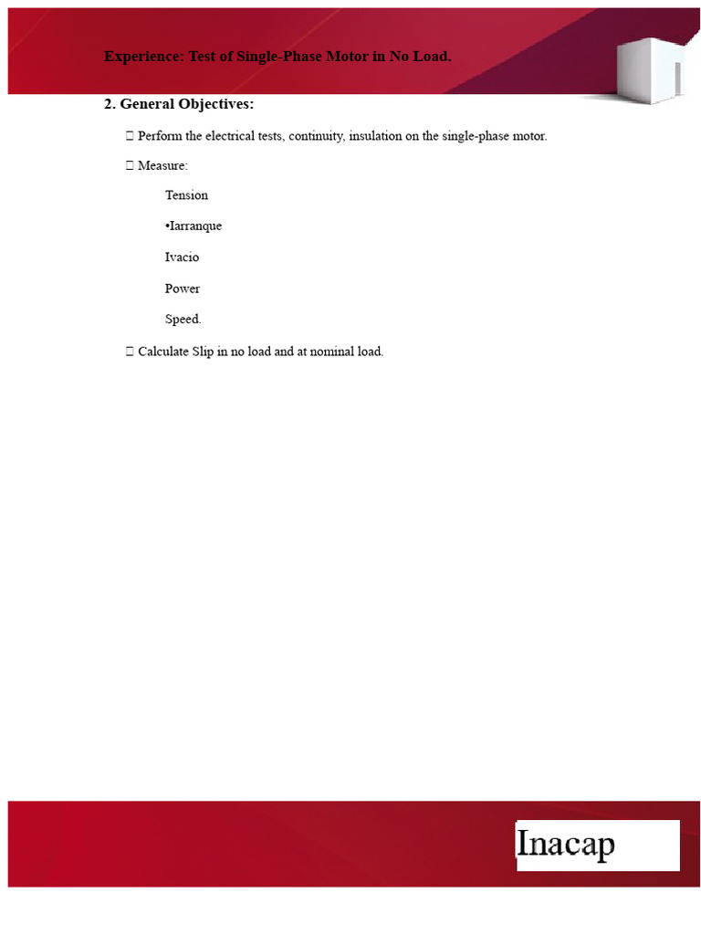 Single-Phase Motor No Load Testing Guide | PDF | Electric Current ...
