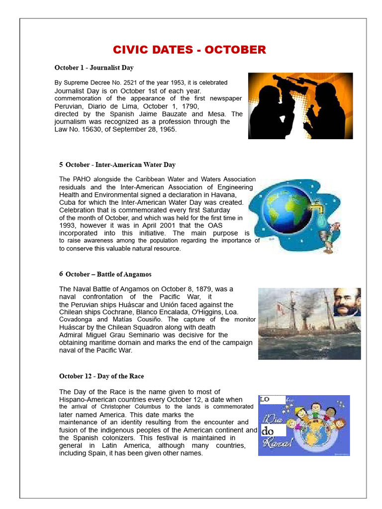 October Civic Dates and Celebrations | PDF