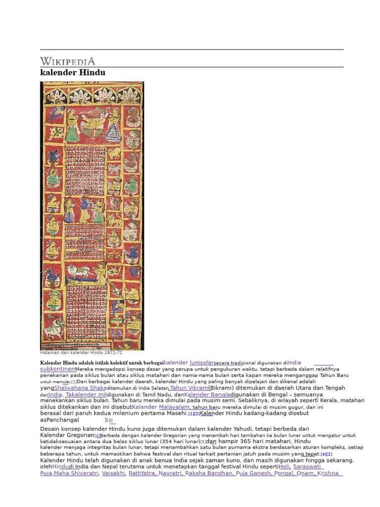 Kalender Hindu: Sistem Lunisolar Tradisional | PDF