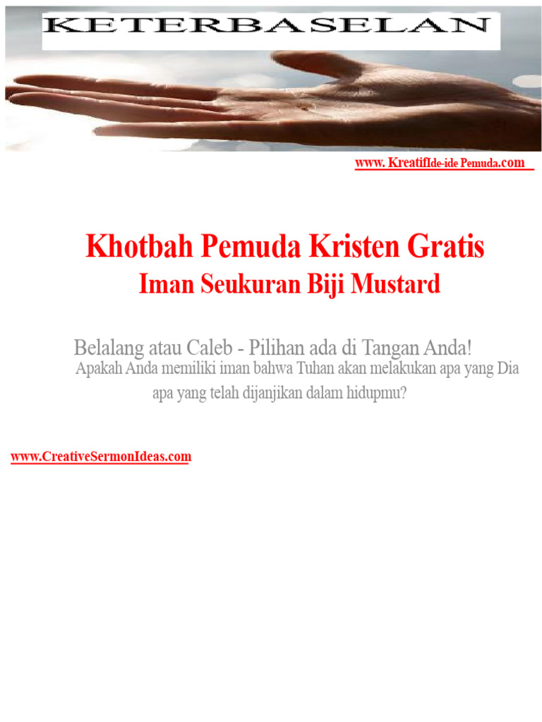 Khotbah Pemuda Kristen Gratis - Iman Biji Sesawi | PDF
