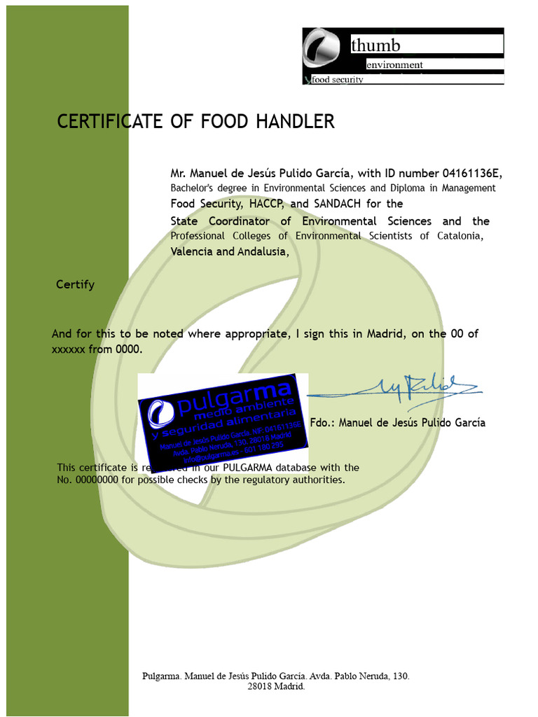 Food Handler Certification Overview | PDF | Food Safety | Hygiene