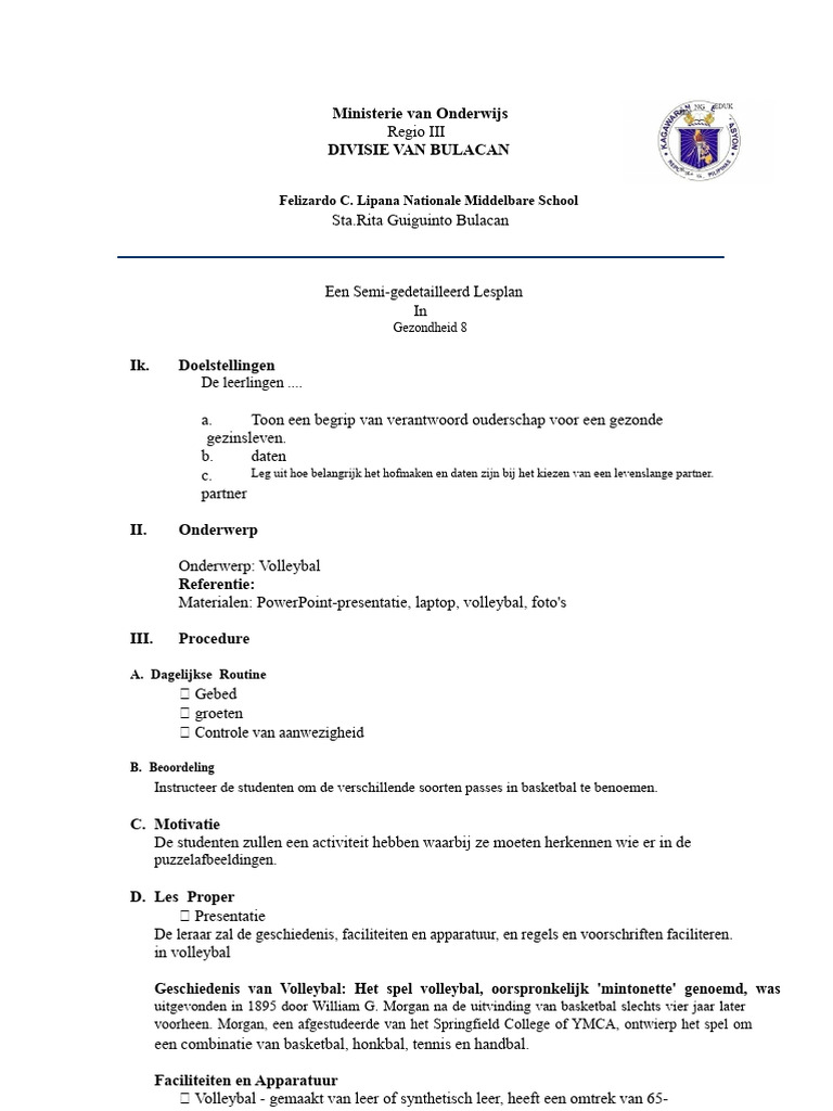 Semi-Gedetailleerde LP in Volleybal Geschiedenis Apparatuur Regels | PDF