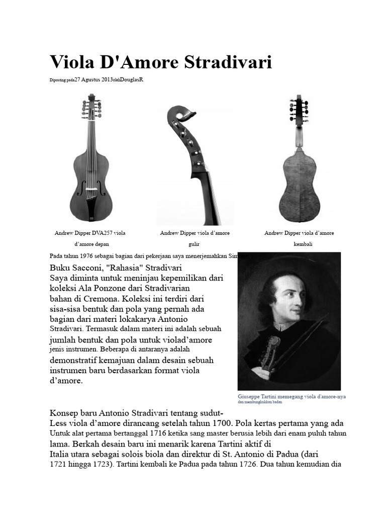 Sejarah dan Desain Viola D'Amore Stradivari | PDF