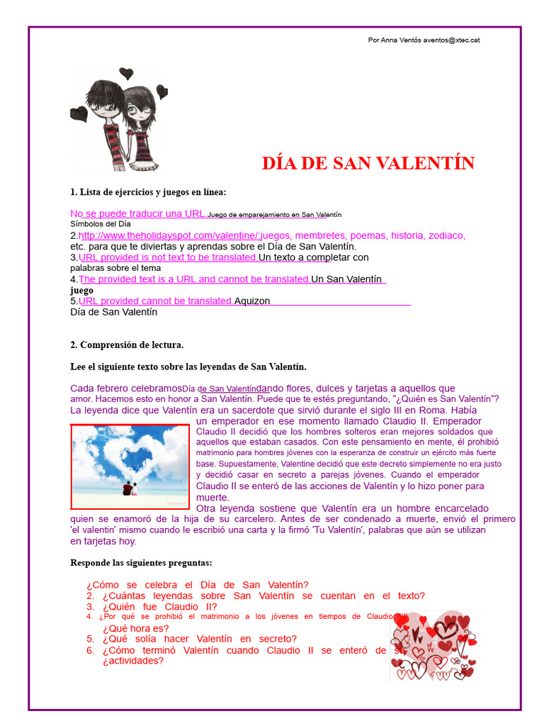 Actividades y leyendas del Día de San Valentín | PDF | día de San Valentín
