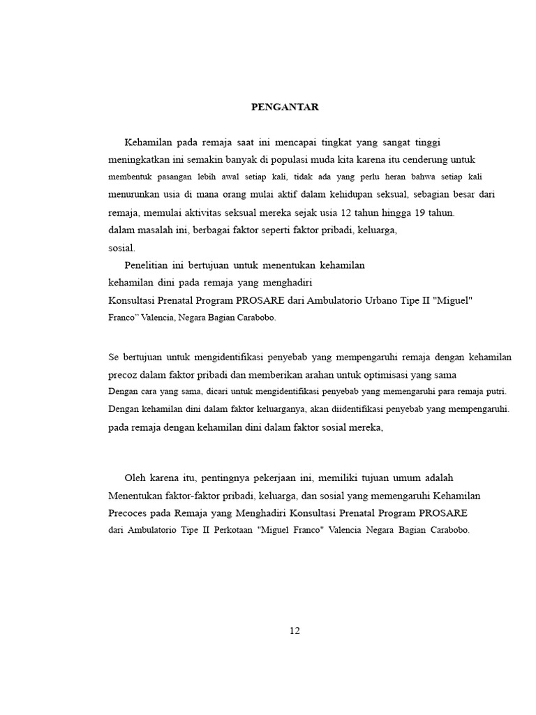 Faktor Penyebab Kehamilan Dini Remaja | PDF