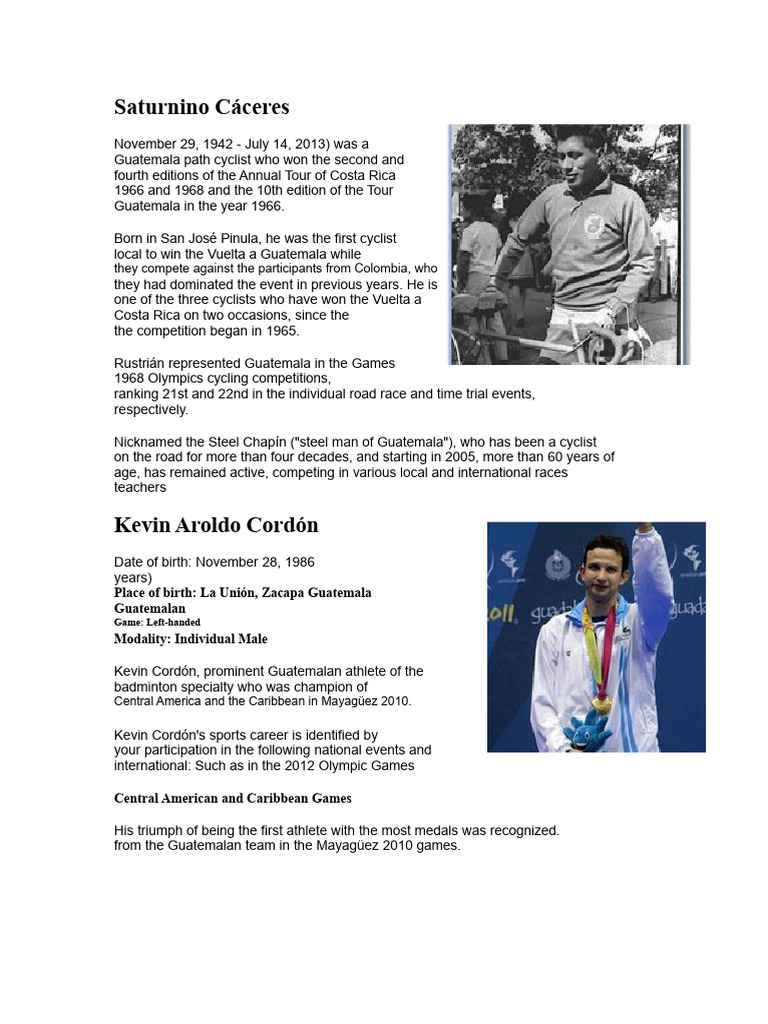 Biographies of Guatemalan Athletes | PDF | Sports
