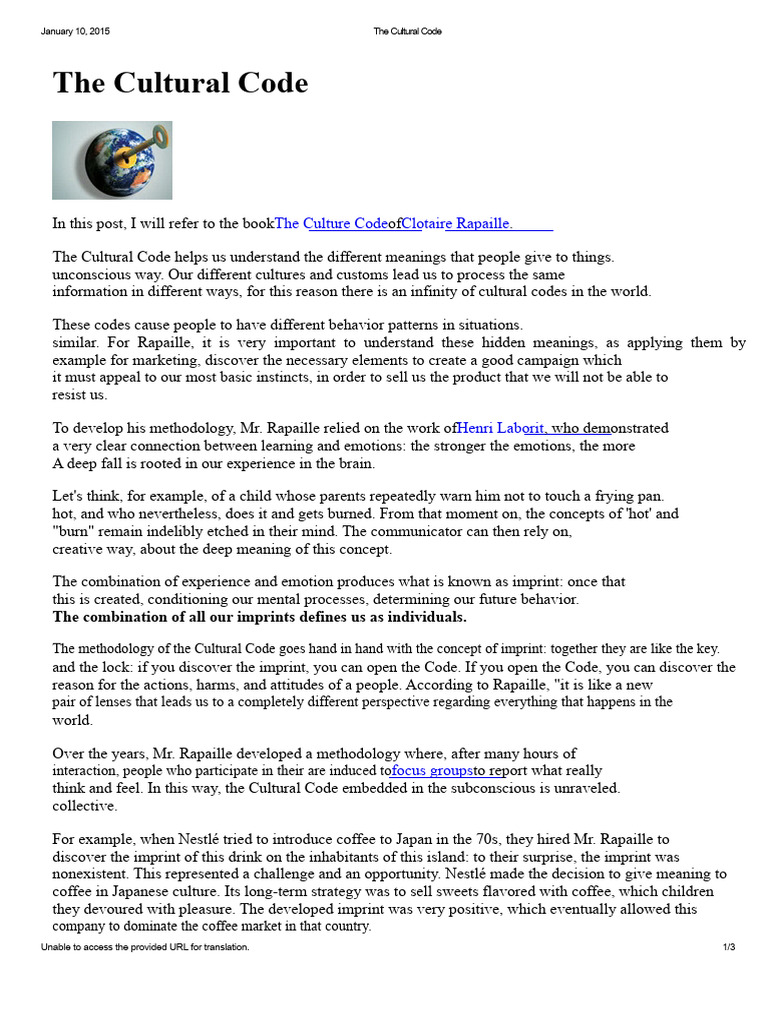 The Cultural Code.pdf | PDF | Emotions | Instinct