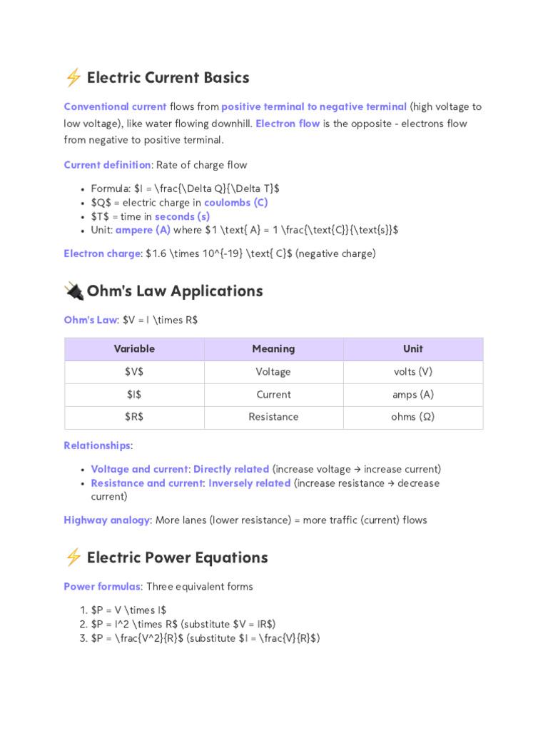 Electric Current & Circuits Explained, Ohm's Law, Charge, Power, Physics Problems, Basic ...