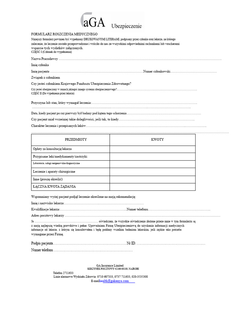 Formularz Roszczenia GA PDF (6) (1) (2) (1) (2) - 1 | PDF