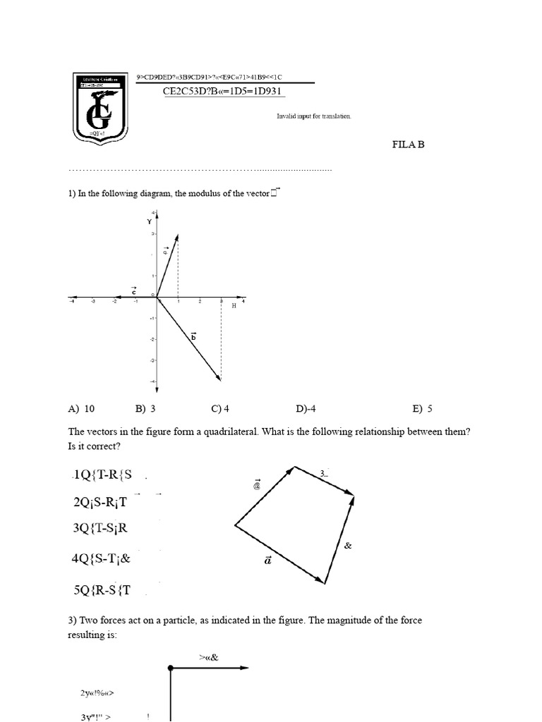 Vectors Test Second Year Row B | PDF | Euclidean Vector | Mechanics