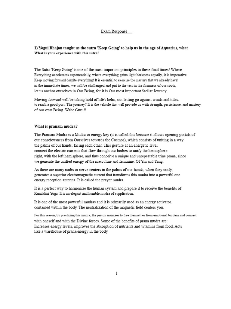 Kundalini Yoga Master's Final Exam | PDF | Kundalini | Kundalini Yoga