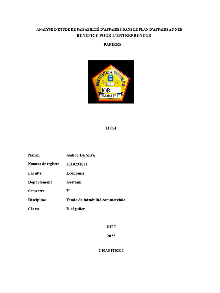 Analyse Étude de Viabilité | PDF | Plan d'affaires | Business