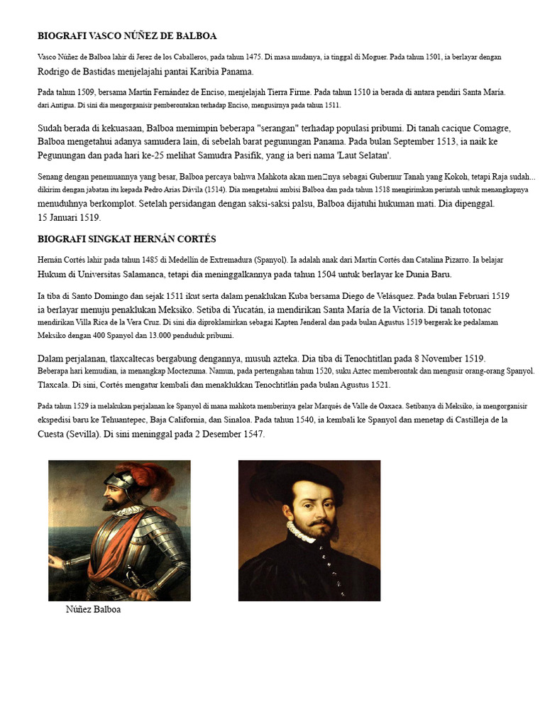BIOGRAFI VASCO NÚÑEZ DE BALBOA - Untuk Digabungkan | PDF
