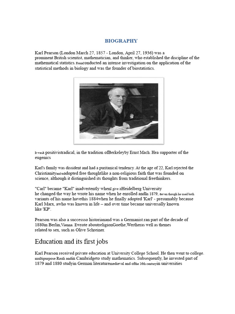 Karl Pearson History | PDF | Science