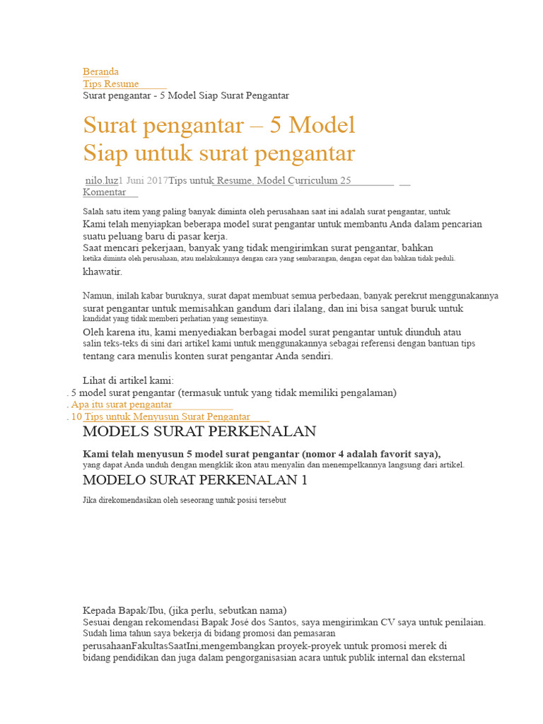 Surat Perkenalan | PDF