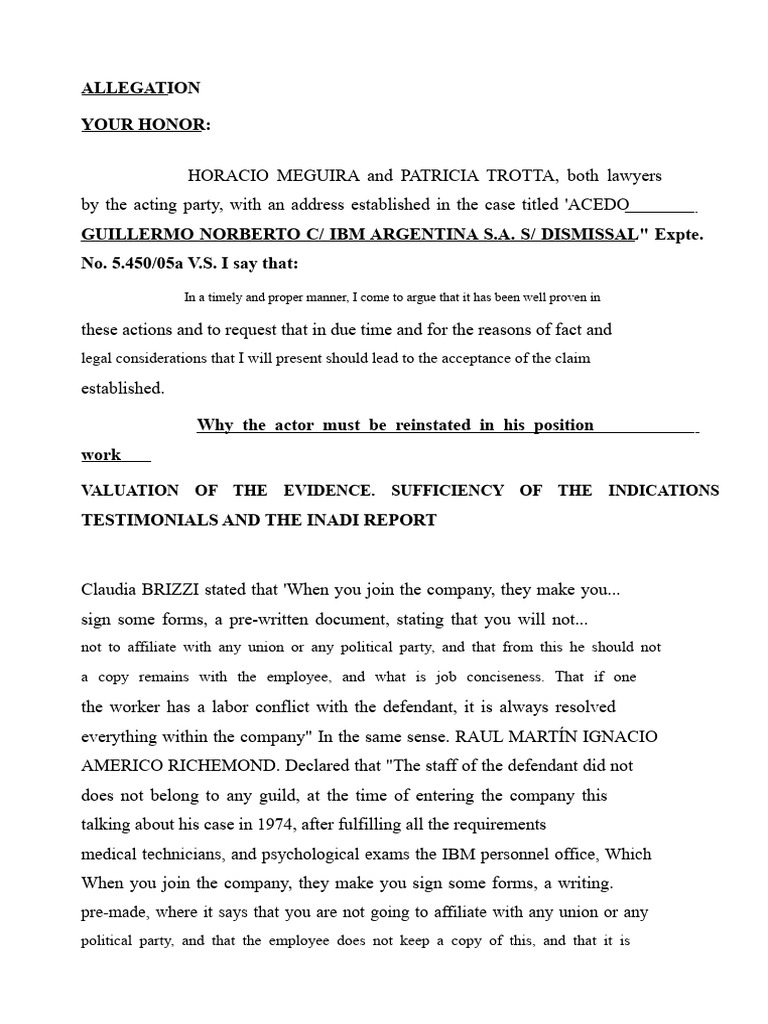 WORKING ALLEGATION.pdf | PDF | Burden Of Proof (Law) | Discrimination