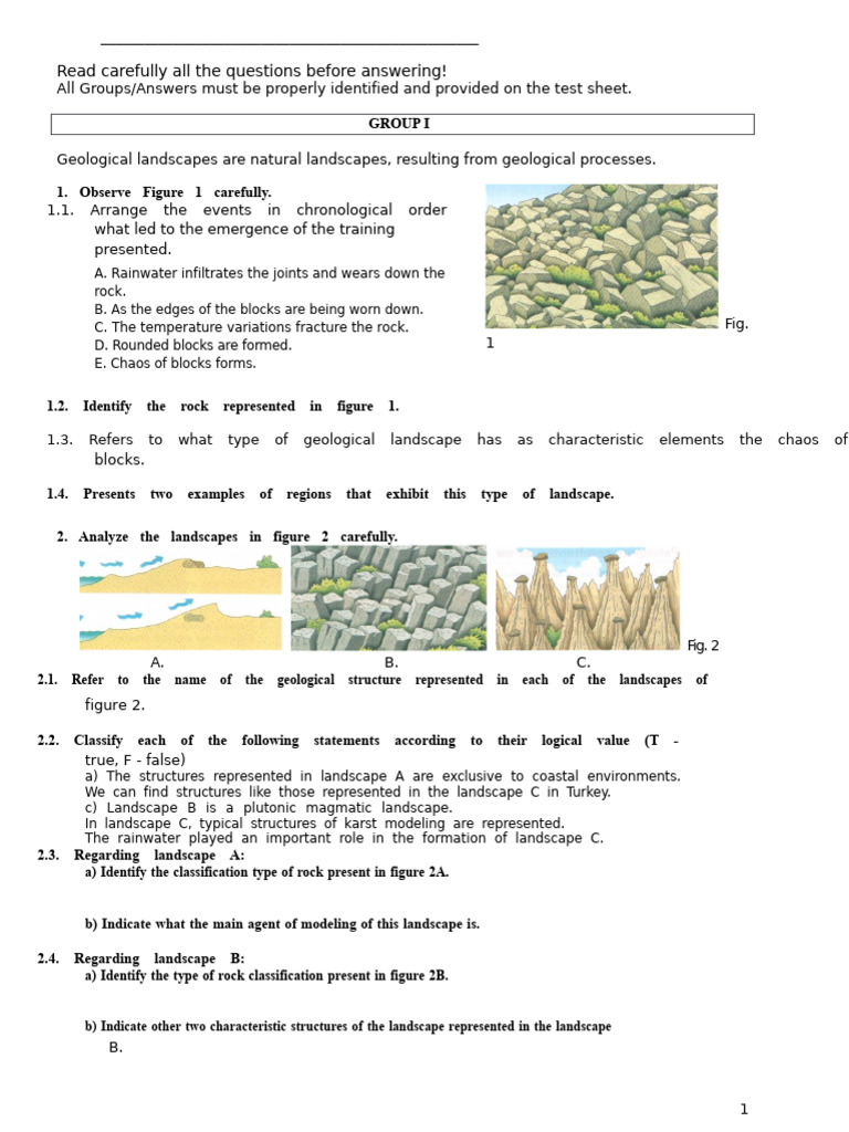 7th Year - Global Sheet - Geological Landscapes, Minerals, Sedimentary ...