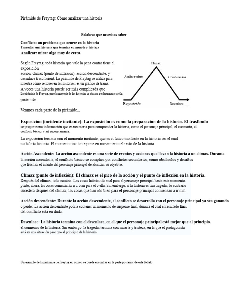 Práctica y Notas de La Pirámide de Freytag | PDF
