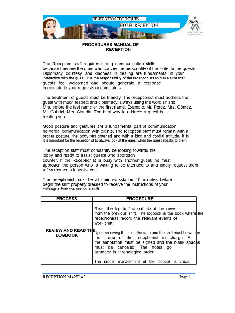 Reception Procedures Manual | PDF | Identity Document | Value Added Tax