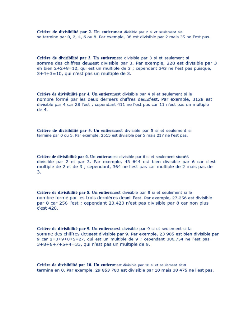 Critères de divisibilité et nombres premiers | PDF | Nombre premier ...