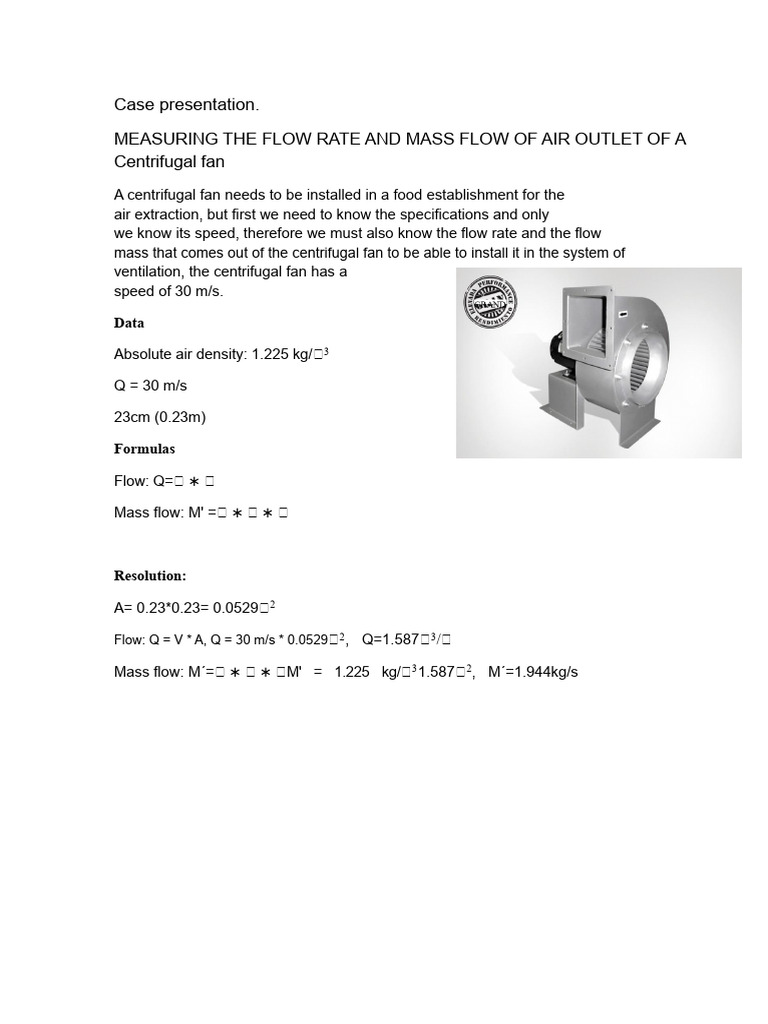 Measure The Flow Rate and Mass Flow of Air Output From A Centrifugal ...