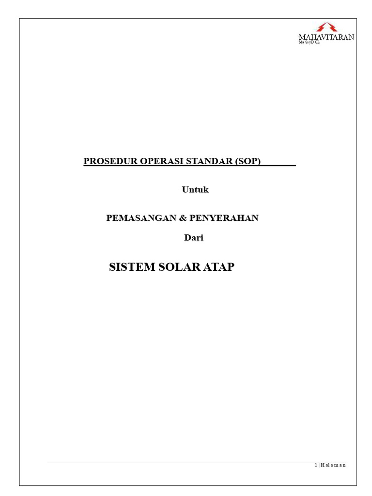 SOP Pemasangan Sistem Solar Atap | PDF