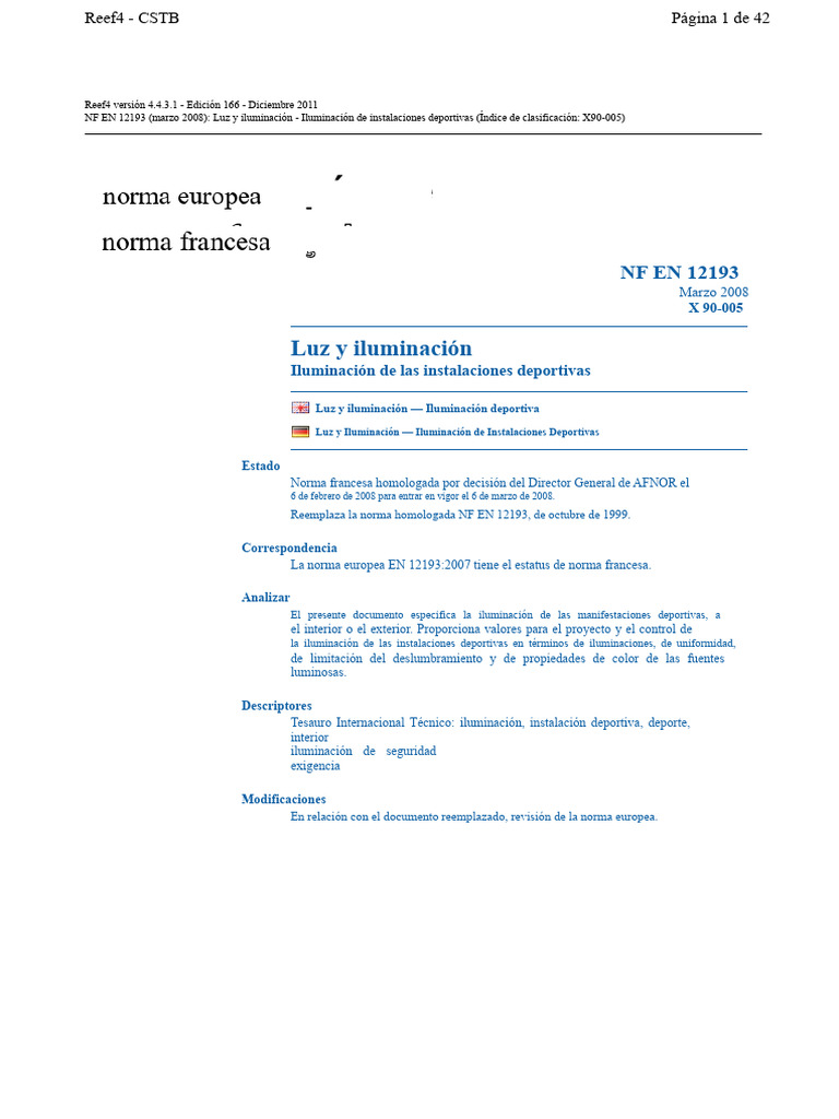 Normativa de Iluminación Deportiva EN 12193 | PDF | Longitud | Medición