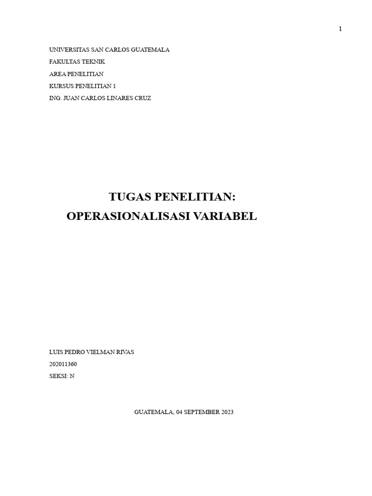 Proses Operasionalisasi Variabel Penelitian | PDF