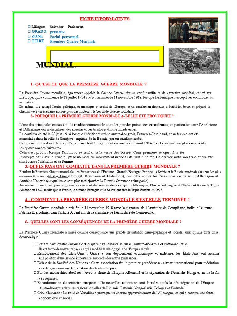 Impact de la Première Guerre Mondiale | PDF | Première guerre mondiale ...