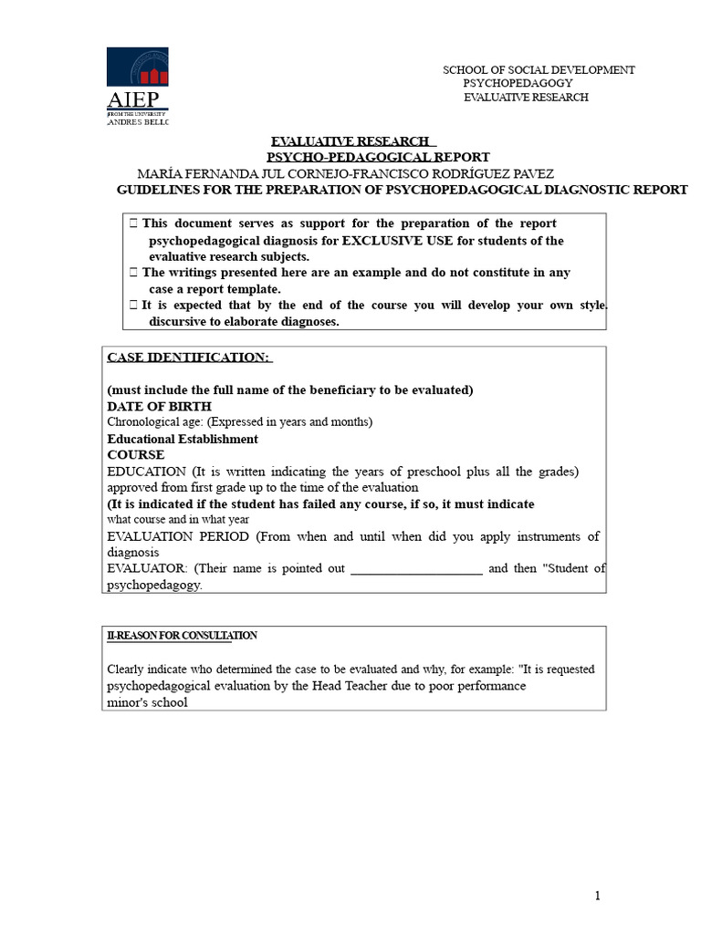 Guidelines for PSP Report AIEP | PDF | Attention | Educational Psychology