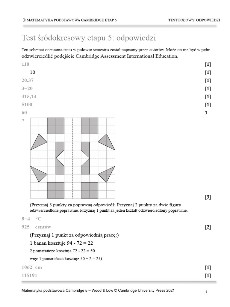 Prim Maths 5 2ed TR Mid Point Test Answers | PDF