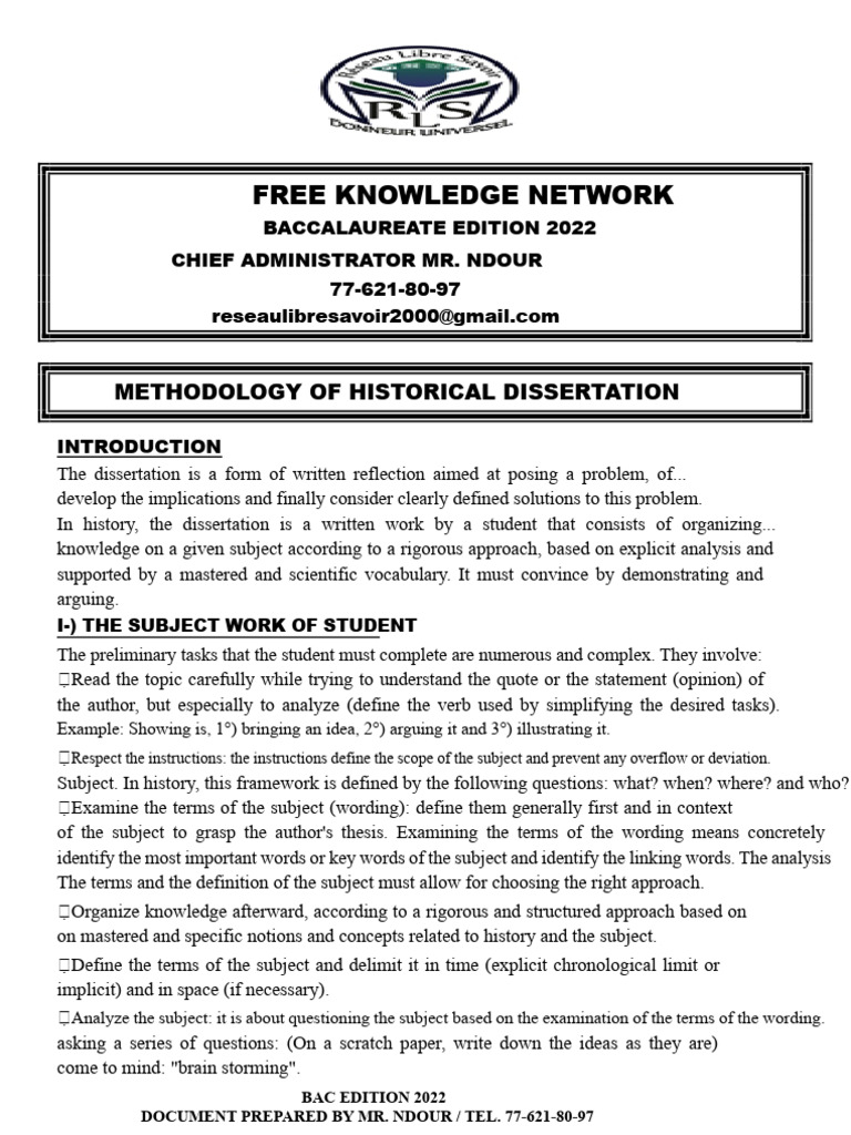 Historical Dissertation Methodology Guide | PDF | Thesis | Methodology