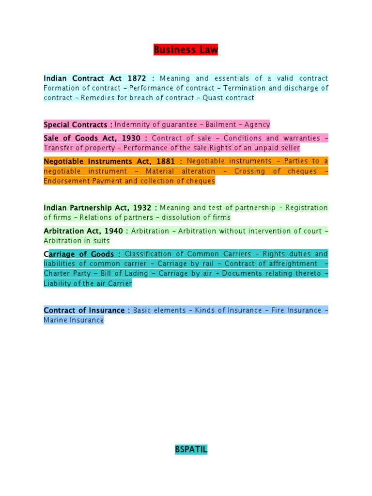 Business Law Book Mba 2 Sem | PDF | Offer And Acceptance ...