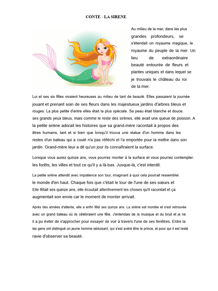 La Petite Sirène : Amour et Sacrifice | PDF | Sirène