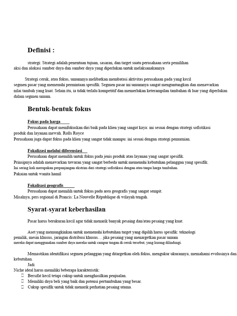 Strategi Ceruk | PDF