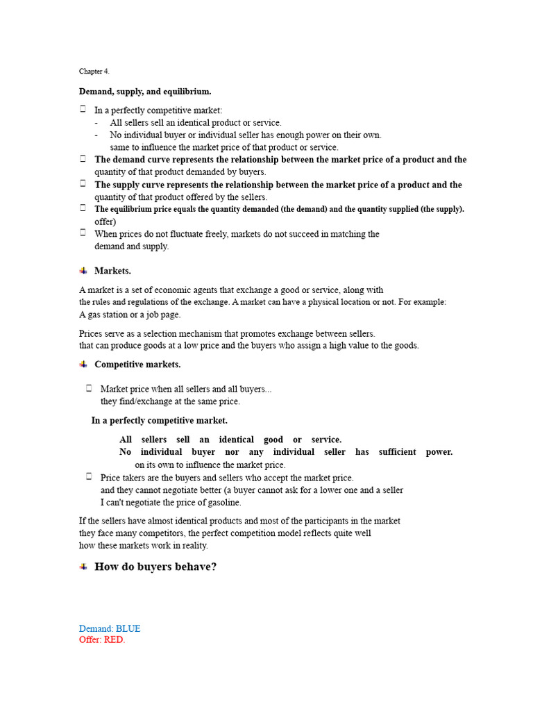 Chapter 4 Summary Acemoglu | PDF | Demand | Supply (Economics)