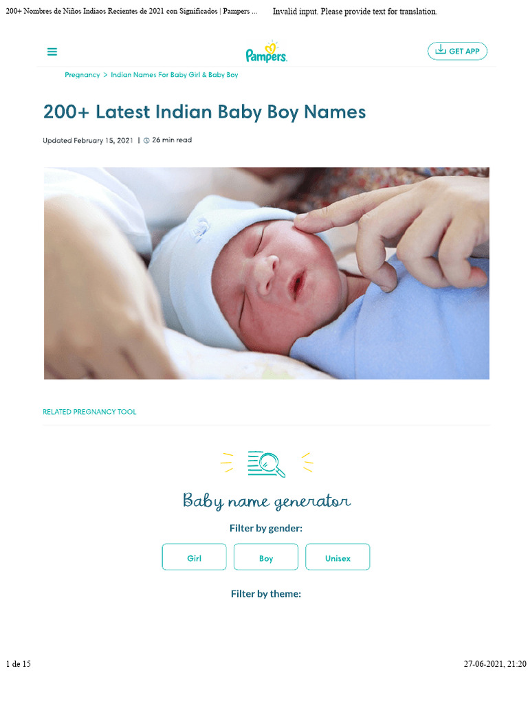 Más de 200 nombres recientes de bebés indios para niño de 2021 con ...