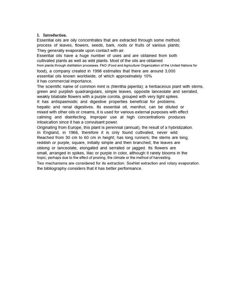 Essential Oil Extraction from Peppermint | PDF | Essential Oil | Mentha