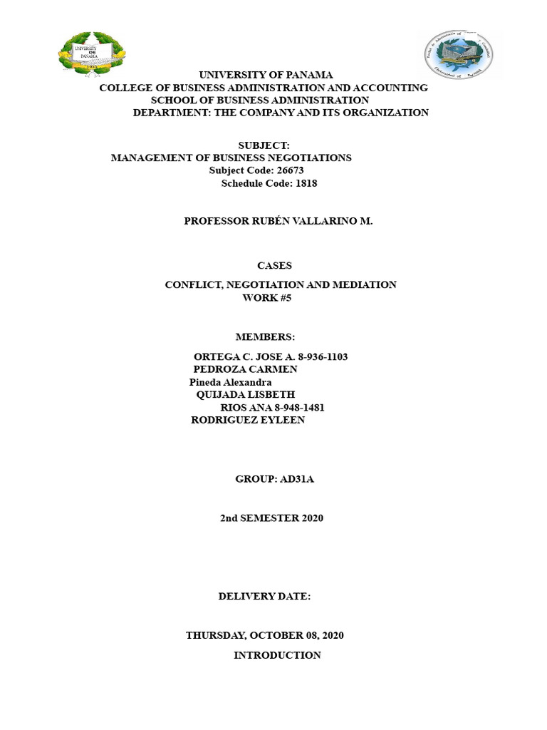 Business Negotiation Conflict Cases | PDF | Reason | Complaint
